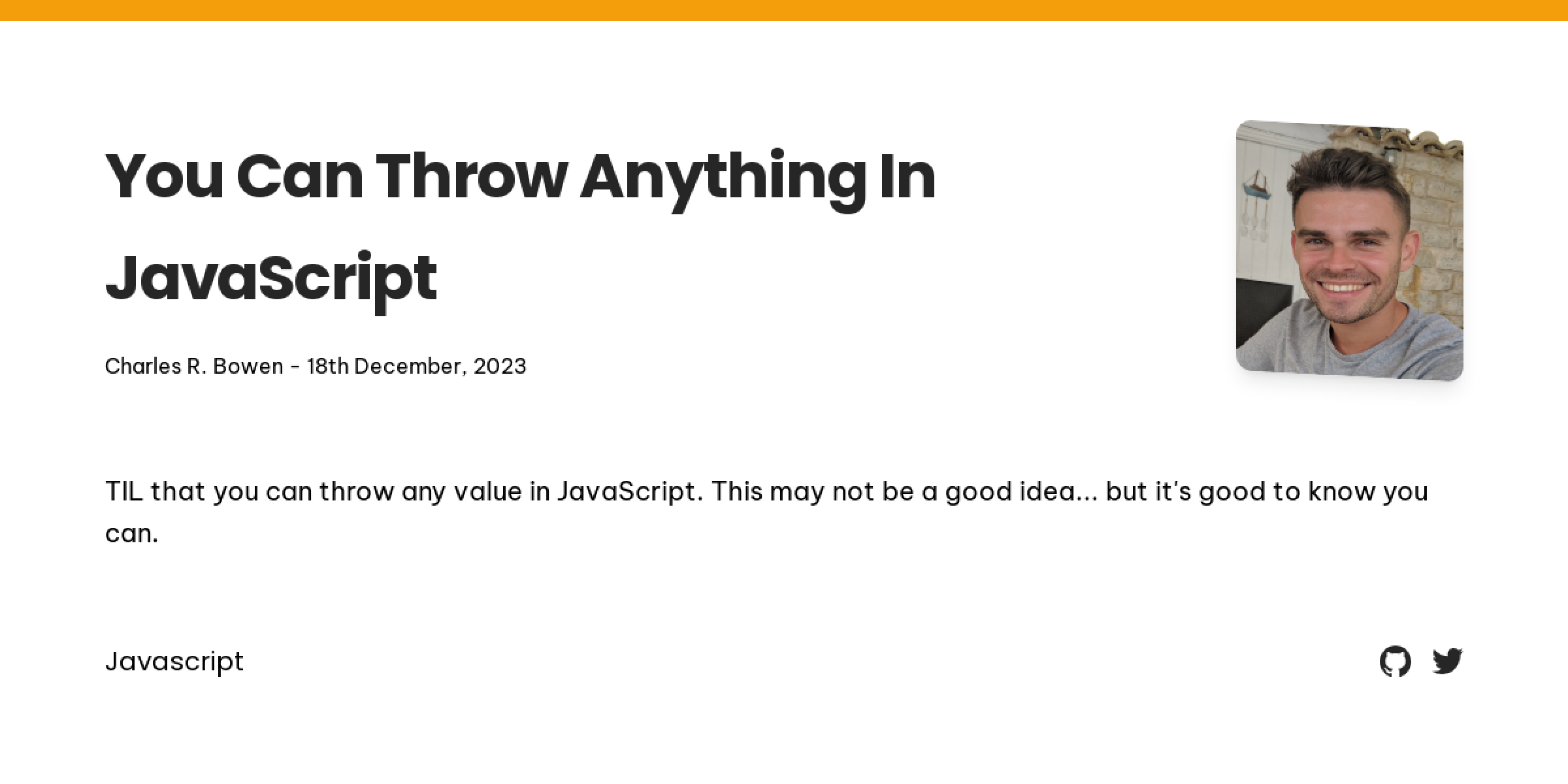 You Can Throw Anything In JavaScript